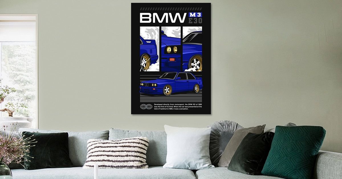 BMW M3 E30 Auto van Adam Khabibi op canvas, behang en meer